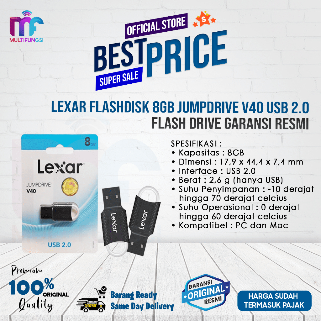 Jual Lexar Flashdisk 8GB JumpDrive V40 USB 2.0 Flash Drive Garansi Resmi | Shopee Indonesia