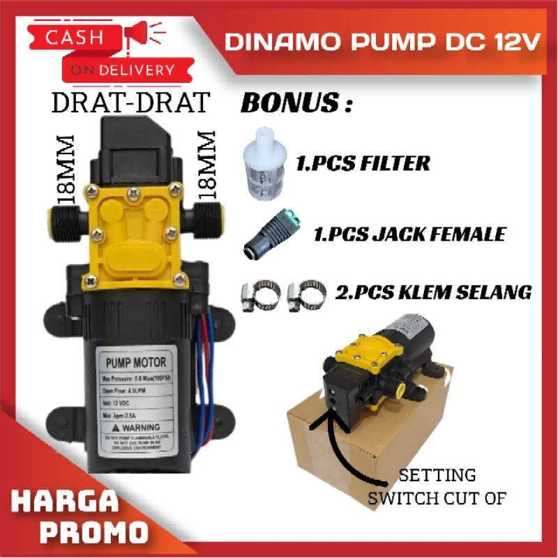 Jual POMPA AIR DC 12V / DINAMO POMPA SPRAYER ELEKTRIK / CUCI MOBIL / AC ...