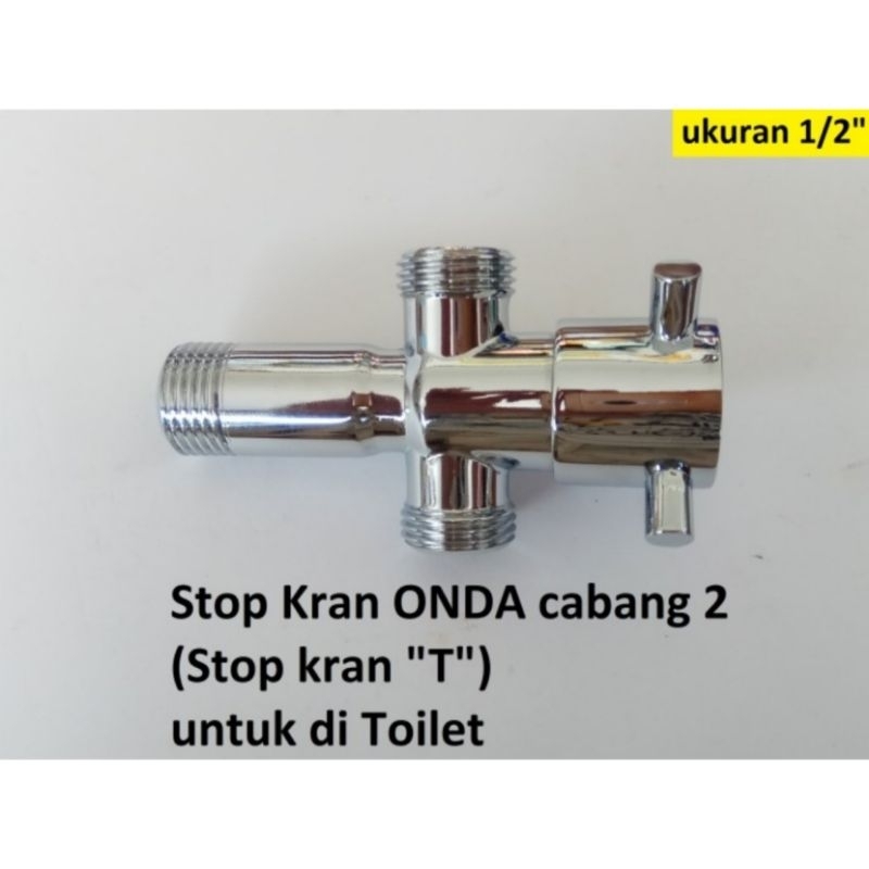 Jual Stop Kran T 1/2" 1/2 inch Dobel Double Cabang 2 Toilet WC Kamar ...
