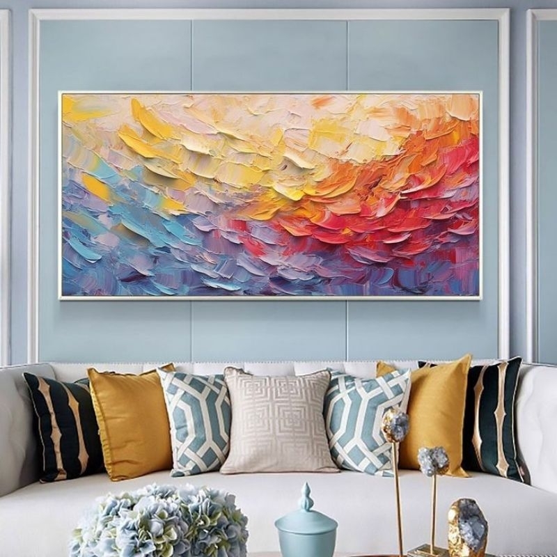 Jual LUKISAN ABSTRAK PENUH WARNA INDAH BANGET (include frame, tinggal ...