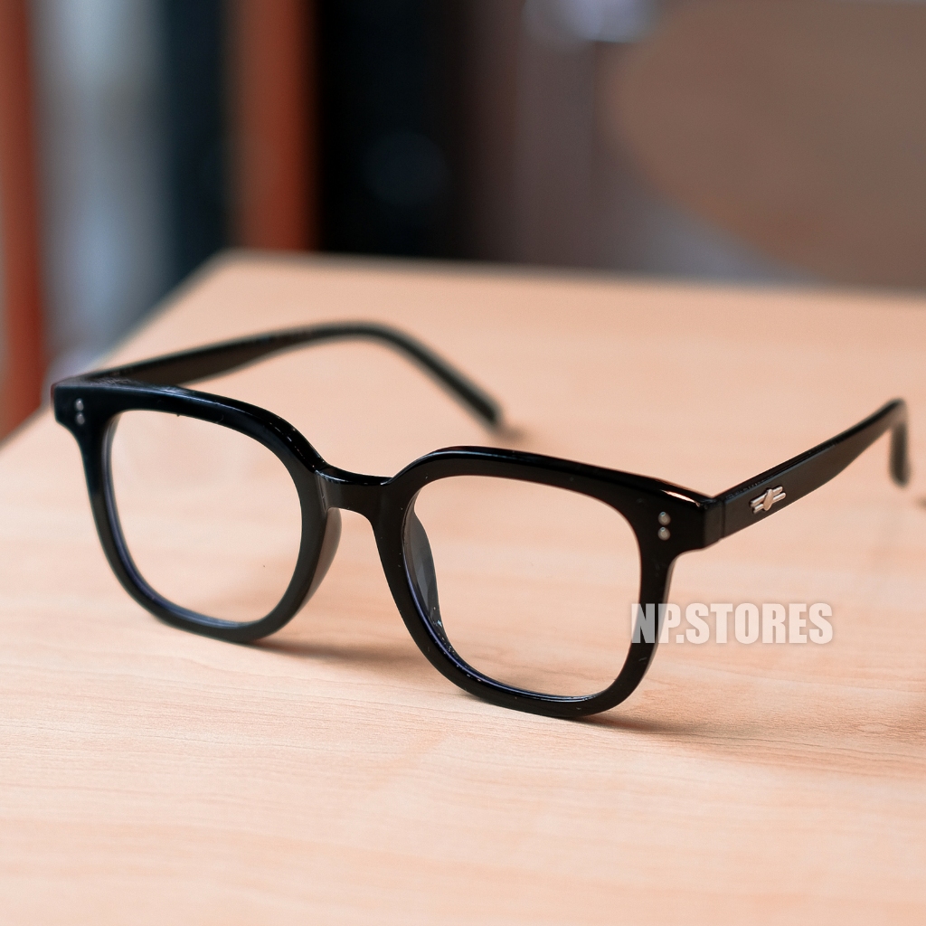 Jual Frame Kacamata Pria Wanita Model Kotak Hitam Kilap Bahan Plastik ...