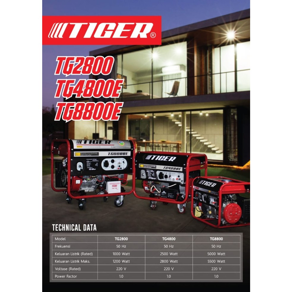 Jual Genset TIGER TG4880E 2500 Watt / Portable Generator 4Tak Genset ...