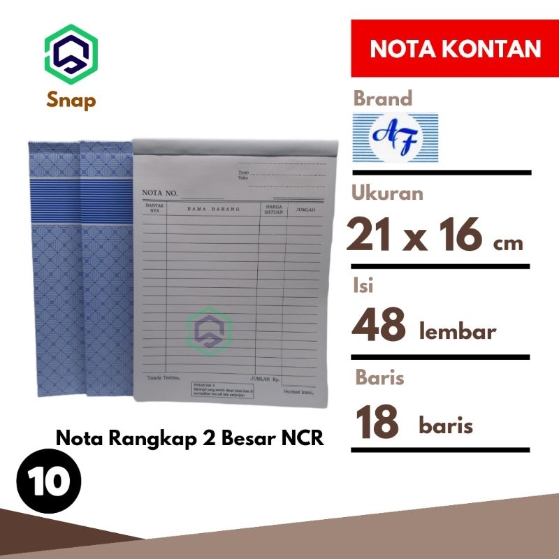 Jual Buku Nota Kontan Rangkap 2 Besar 1/2 Folio 2 Ply isi 48 Lembar Per ...