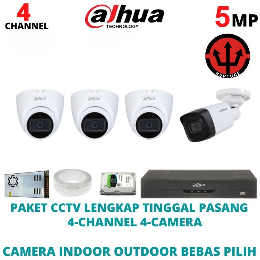Jual PAKET CCTV DAHUA 4 CHANNEL 5MP 4 KAMERA 2560P 2K | Shopee Indonesia