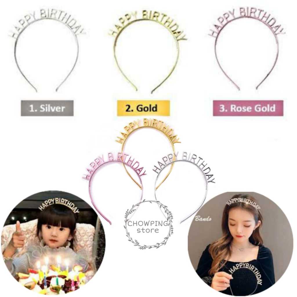 Jual Bando Happy Birthday Crown HBD Glossy Rose Gold Silver | Shopee ...