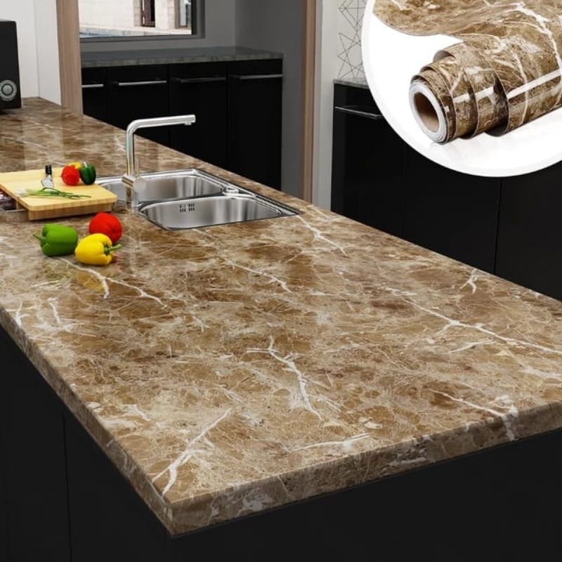 Jual Wallpaper Stiker Marmer Marble Glossy Pelapis Meja Kayu Furniture ...