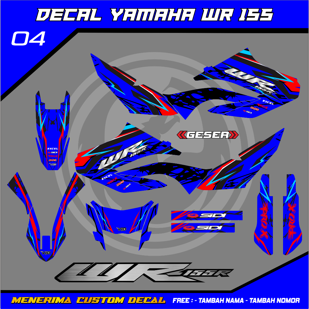 Jual Stiker Dekal Wr 155 Supermoto Full Body Biru | Shopee Indonesia