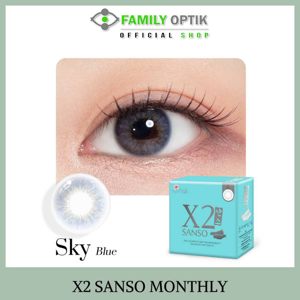 Jual X2 Sanso Color Sky Blue Monthly Softlens Warna | Shopee Indonesia