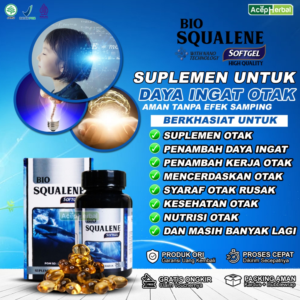 Jual Bio Squalene Softgel Suplemen Penambah Daya Ingat Otak Anak dan Dewasa Penambah Kinerja ...