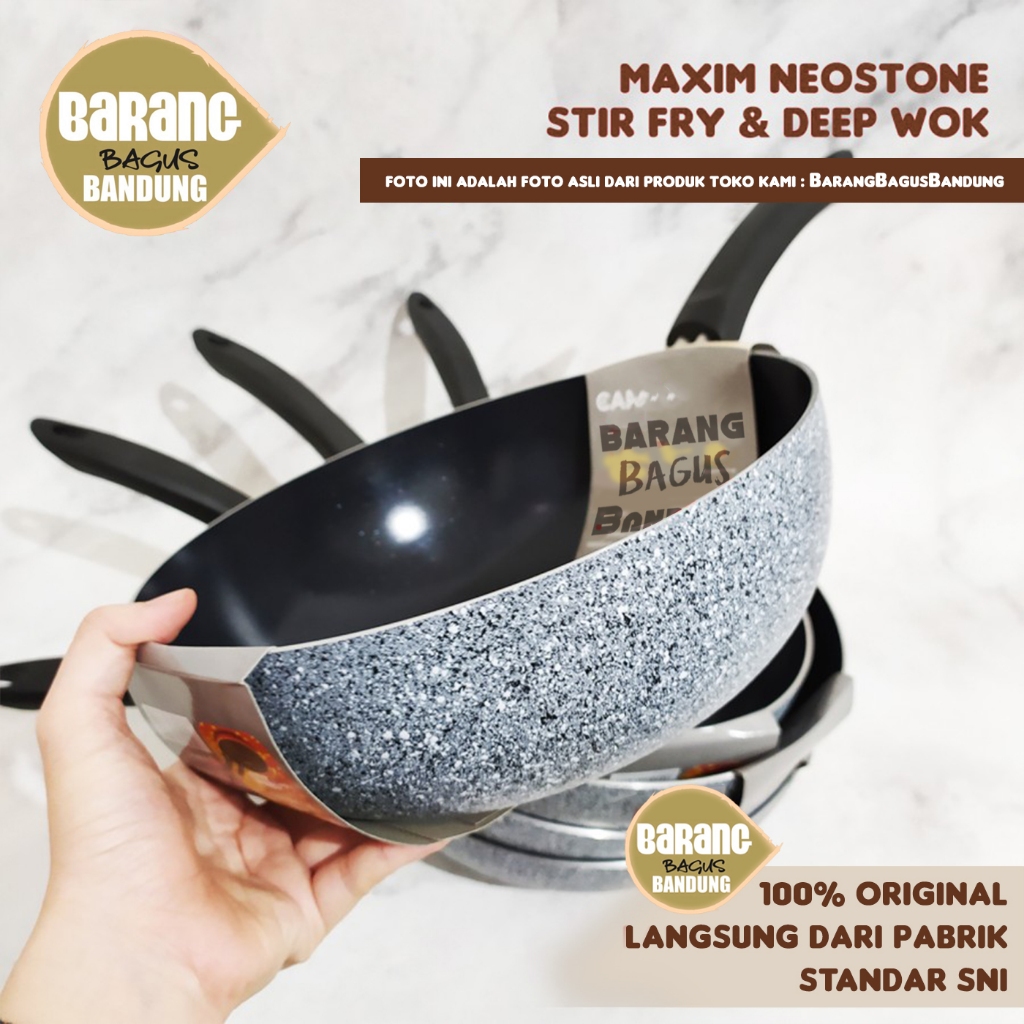 Jual Wajan Keramik ANTI BARET! Wok Maxim Neostone 24, 28 cm | Shopee Indonesia