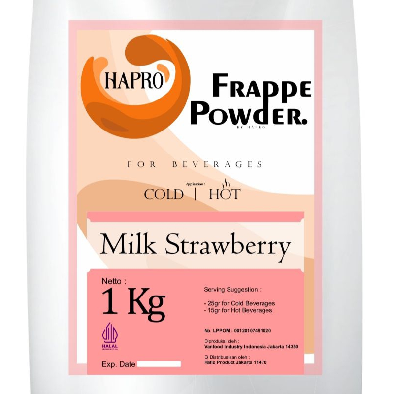Jual Minuman Bubuk Powder Milk Strawberry 1kg Hapro Frappe Powder Milk ...