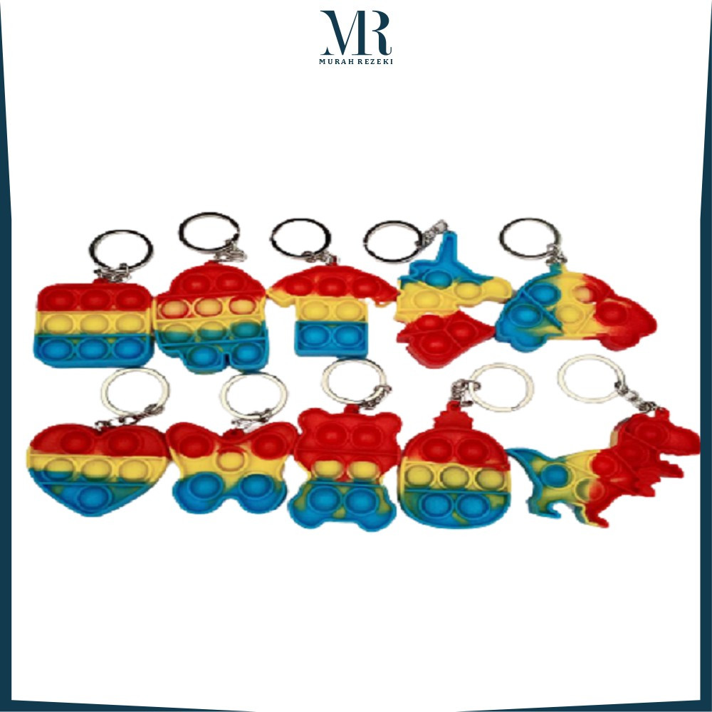 Jual Gantungan Kunci Pop It Rainbow Karakter / Mainan Pop It Fidget ...
