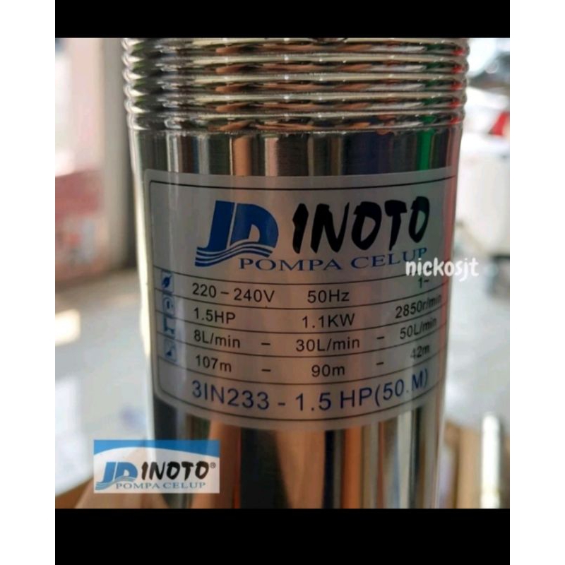 Jual Pompa Submersible Sibel Inoto 3in 1,5hp Pompa Celup +Kontrol Box + Kabel 50m 3 in inch dim ...