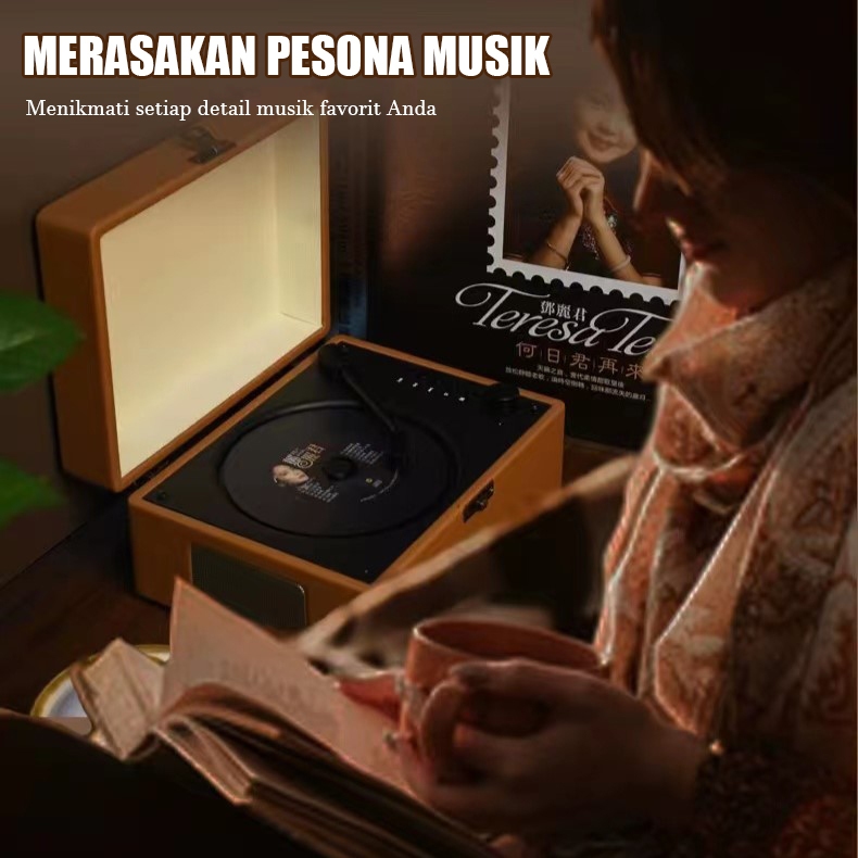 Jual Portable Bluetooth CD Player Desain Retro 360° Stereo Sound Dengan ...