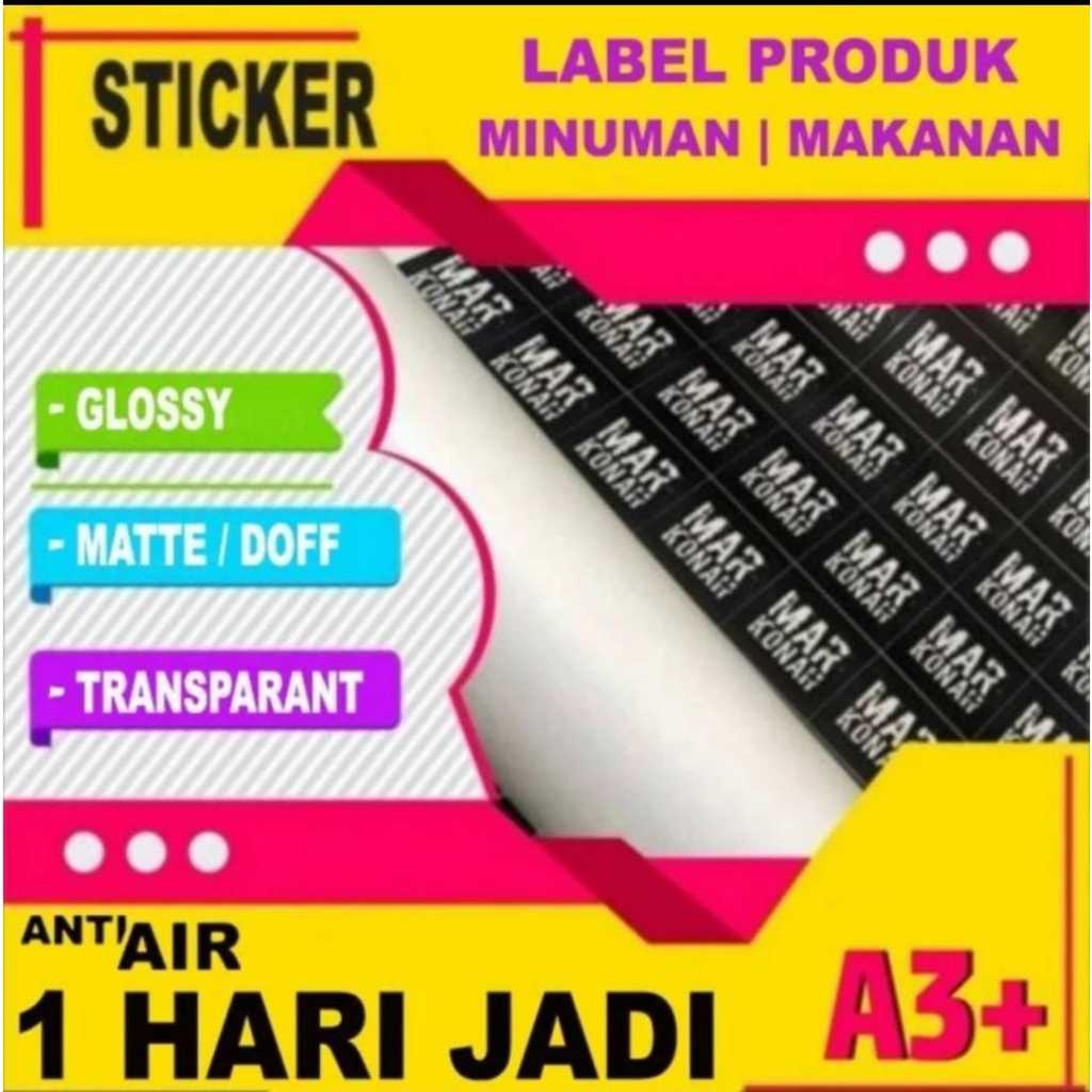 Jual Cetak Stiker / Sticker Label A3 A3+ bahan Vynil anti air | Shopee ...