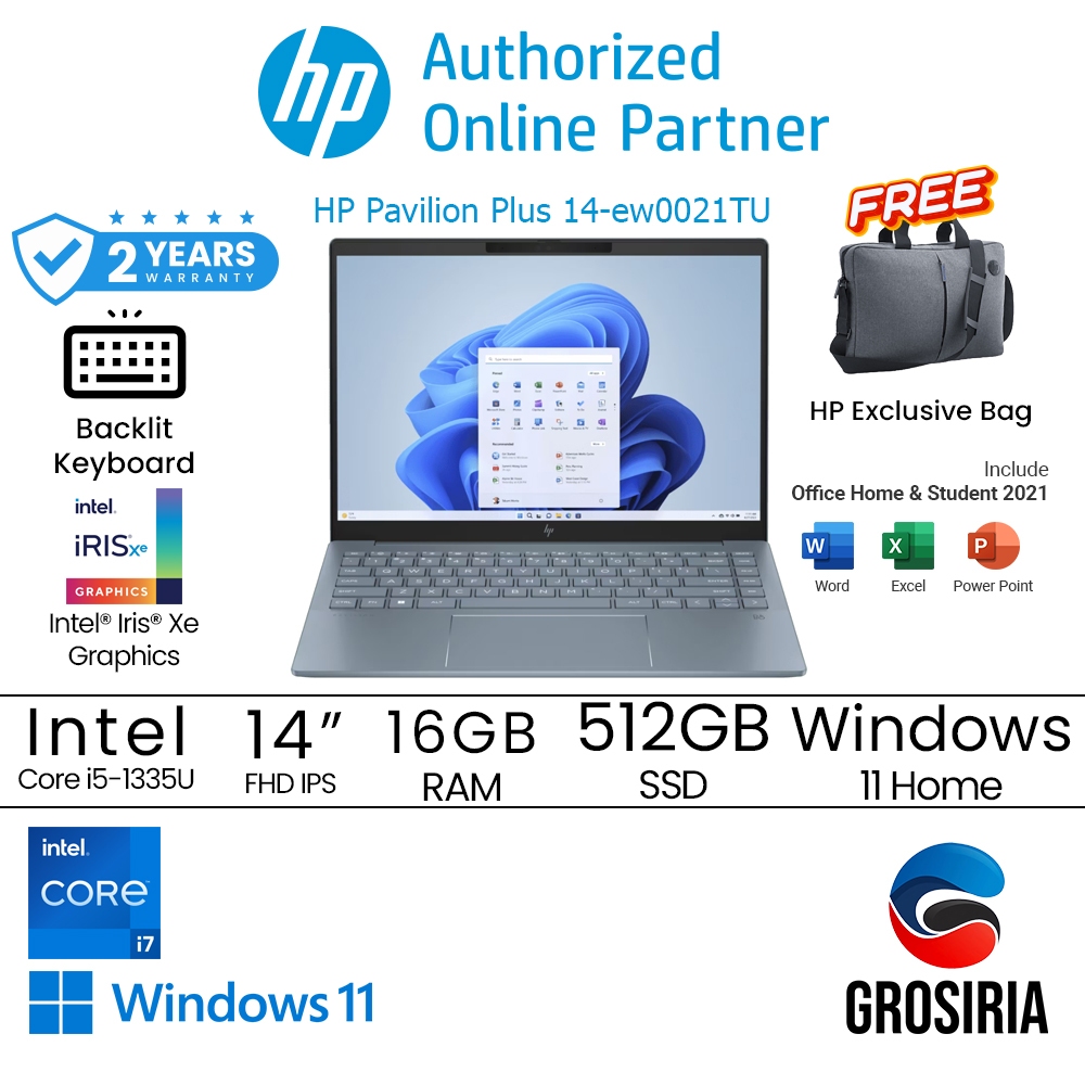 Jual HP Laptop Pavilion Plus 14 EW0021TU Core i5 1355U 16GB 512GB SSD Win11 | Shopee Indonesia