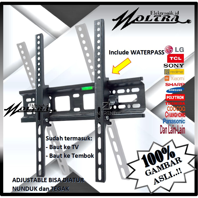 Jual Bracket TV LED LCD 32" s/d 60" Universal [ 60 55 50 49 43 40 39 32 inchi ] Bisa nunduk FULL ...