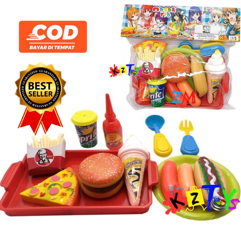 Jual MAINAN ANAK MASAK MASAKAN BURGER / MAINAN ANAK FOOD COURT BURGERS ...