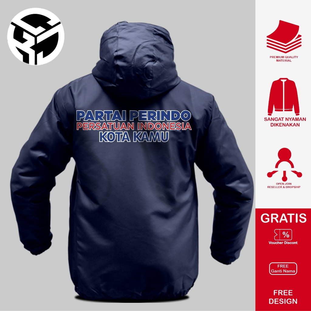 Jual JAKET PERINDO JAKET PARTAI PERINDO WARNA NAVY DAN HITAM BISA ...