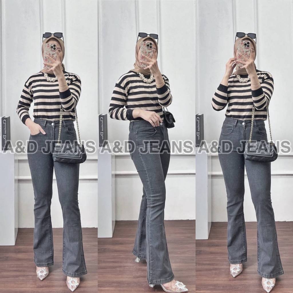 Jual Jeans Cutbray Highwaist Wanita Celana Jeans Wanita Celana Cutbray Stretch Import Celana ...