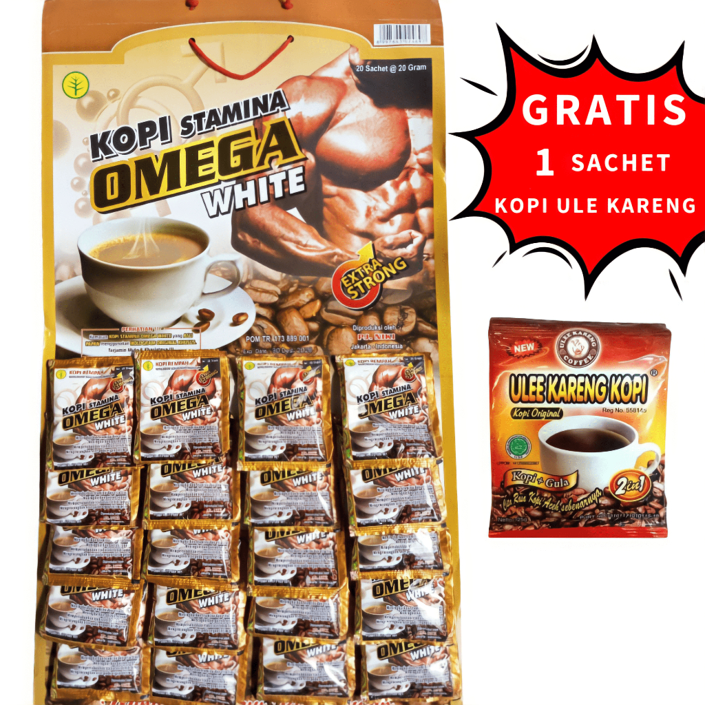 Jual Kopi Omega White 1 Hanger Isi 20 Sachet Penambah Stamina Pria Dewasa Kuat Tahan Lama ...