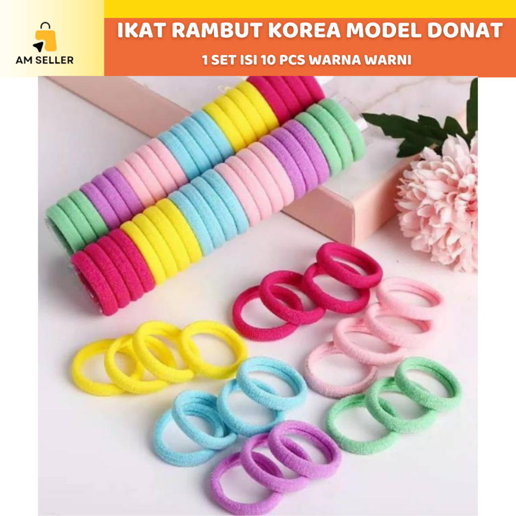 Jual Karet Ikat Rambut Korea Donut Besar Kemasan Tabung | Shopee Indonesia
