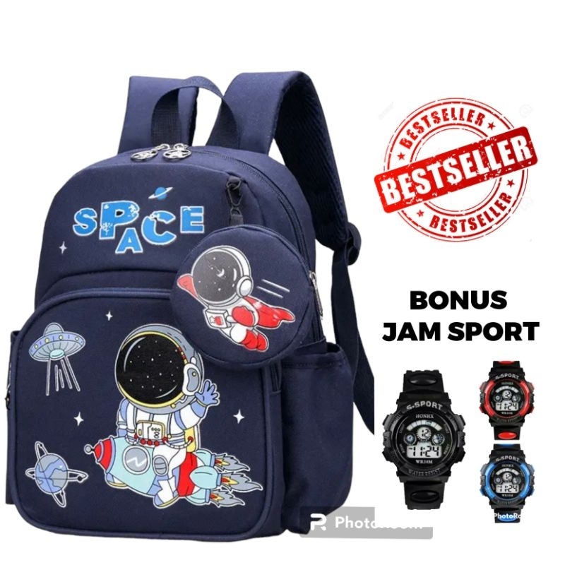 Jual Tas ransel anak sekolah laki laki TK SD bonus jam | Shopee Indonesia