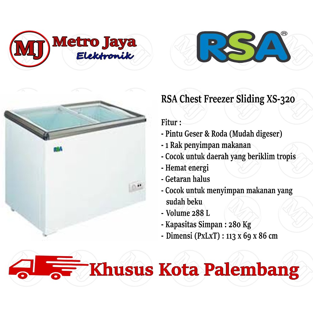 Jual RSA XS 320 Chest Freezer Box Sliding 288 L Lemari Pembeku kaca XS ...