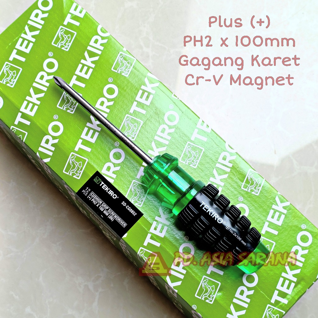 Jual Obeng Plus (+) PH2 x 100mm TEKIRO SD-CG0852 Magnet Cushion Grip ...