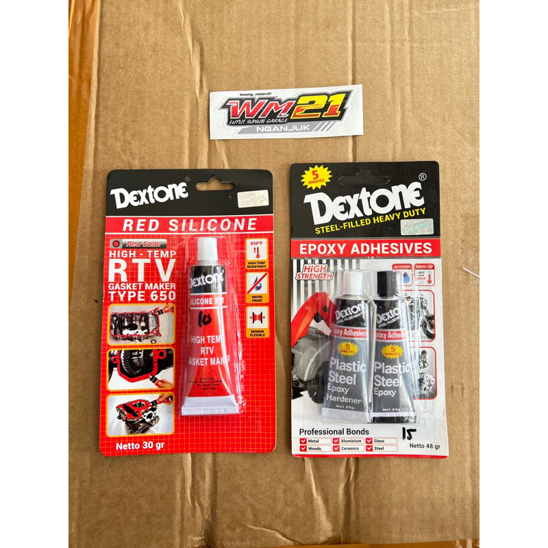 Jual LEM BESI DAN Silicone red DEXTONE 48 Gr dan 30 gr | Shopee Indonesia