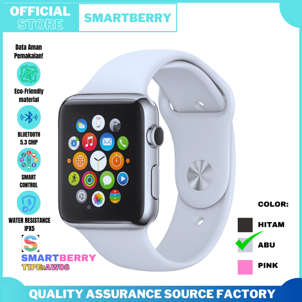 Jual Jam Tangan Smartwatch AW08 smartberry / jam pintar / jam trendy ...