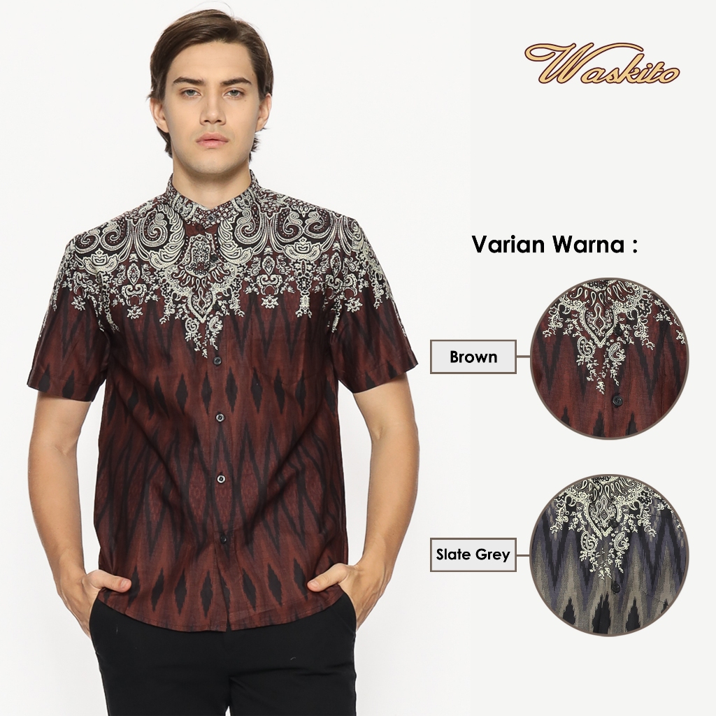 Jual Waskito Kemeja Batik Katun Krah Koko HB 216099J B | Shopee Indonesia
