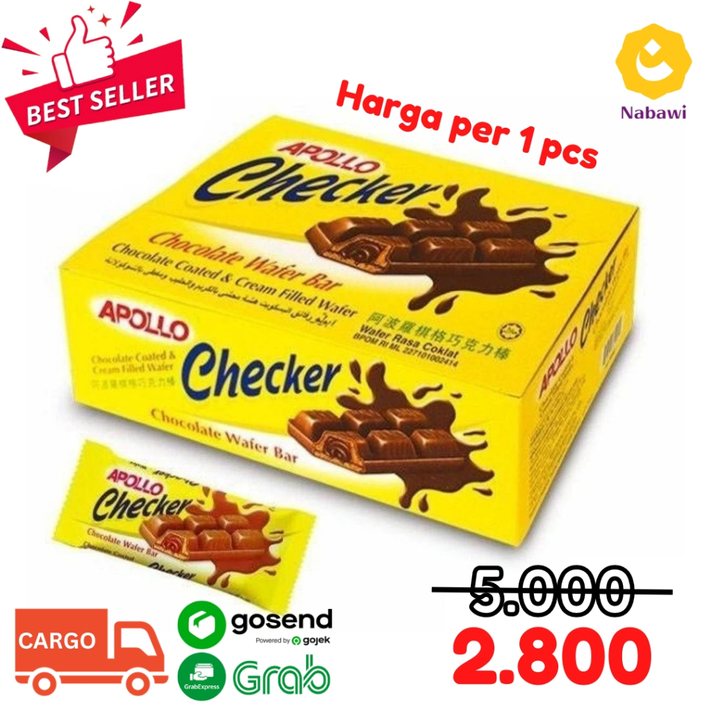 Jual Apollo Checkers Chocolate Wafer Bar 1 Pcs Wafer Lapis Coklat dan ...