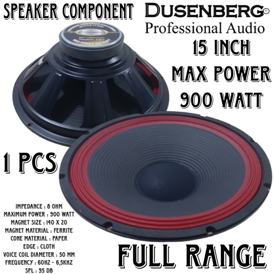 Jual SPEAKER 15 INCH dusenberg BEST component COIL RED FULL RANGE DS ...