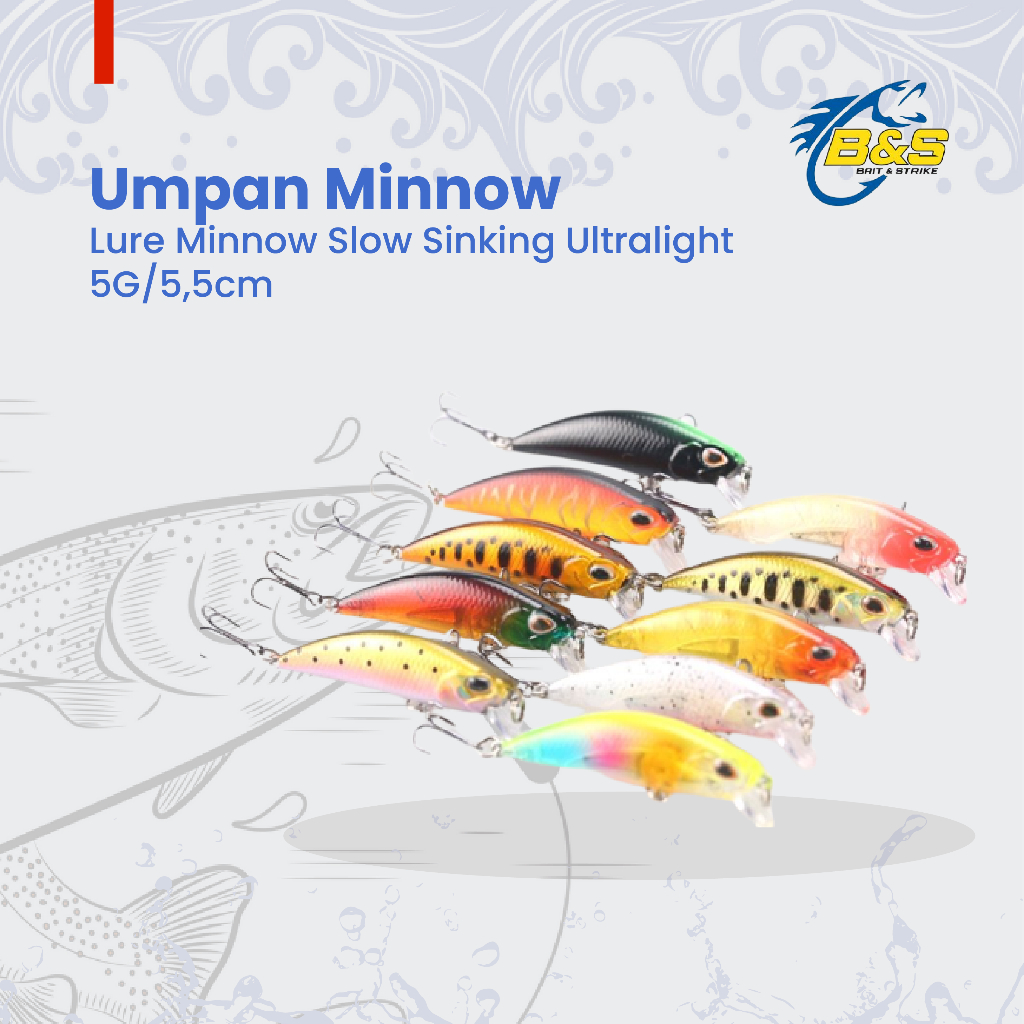 Jual Umpan pancing Lure Minnow Slow Sinking 5G/5,5cm lure Minnow ...