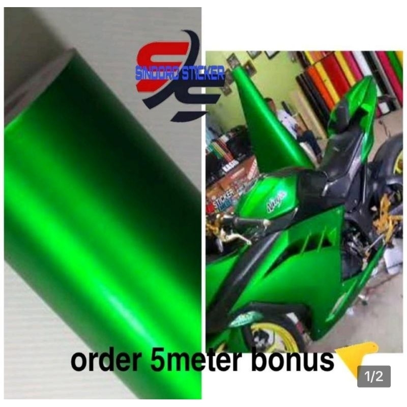 Jual sticker hijau mate sekotlet motor hijau crom doff metalic seticker ...