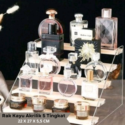Jual Rak Display Kayu Akrilik 5 Susun Rak Akrilik Cosmetik 5 Susun Rak ...