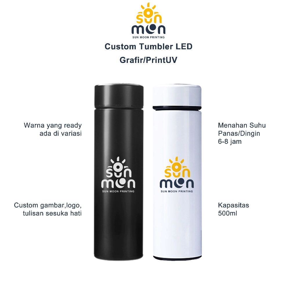 Jual Sun Moon Printing Tumbler LED Custom Tumbler Custom Smart Led ...