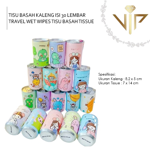 Jual VIP Tisu Basah Kaleng Isi 30 Lembar Travel Wet Wipes Tisu Basah ...