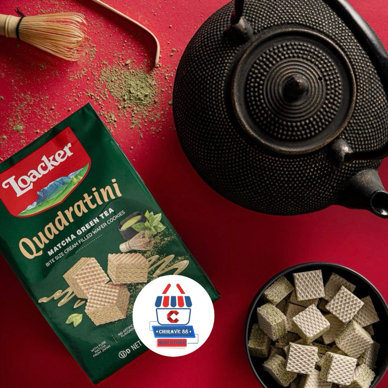 Jual Loacker Quadratini Waffer Matcha - Green Tea Wafer Cookies 110g ...