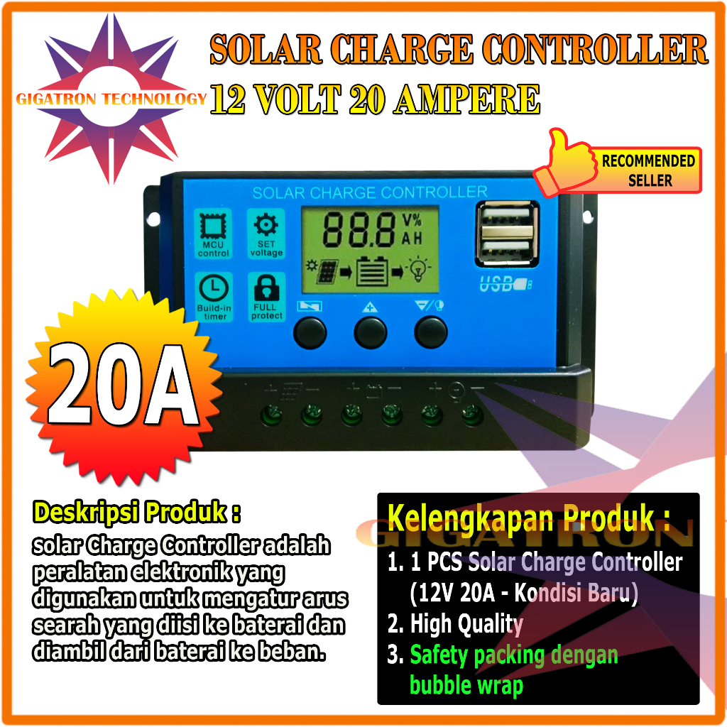 Jual Solar Charge Controller LCD LED Display Solar PWM 12V 10A 20A 30A USB Panel Surya Charge ...