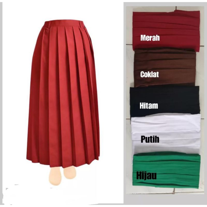 Jual ROK PANJANG MERAH Sekolah SD Rok Rempel Perempuan Seragam Sekolah SD MI MERAH PUTIH HITAM ...