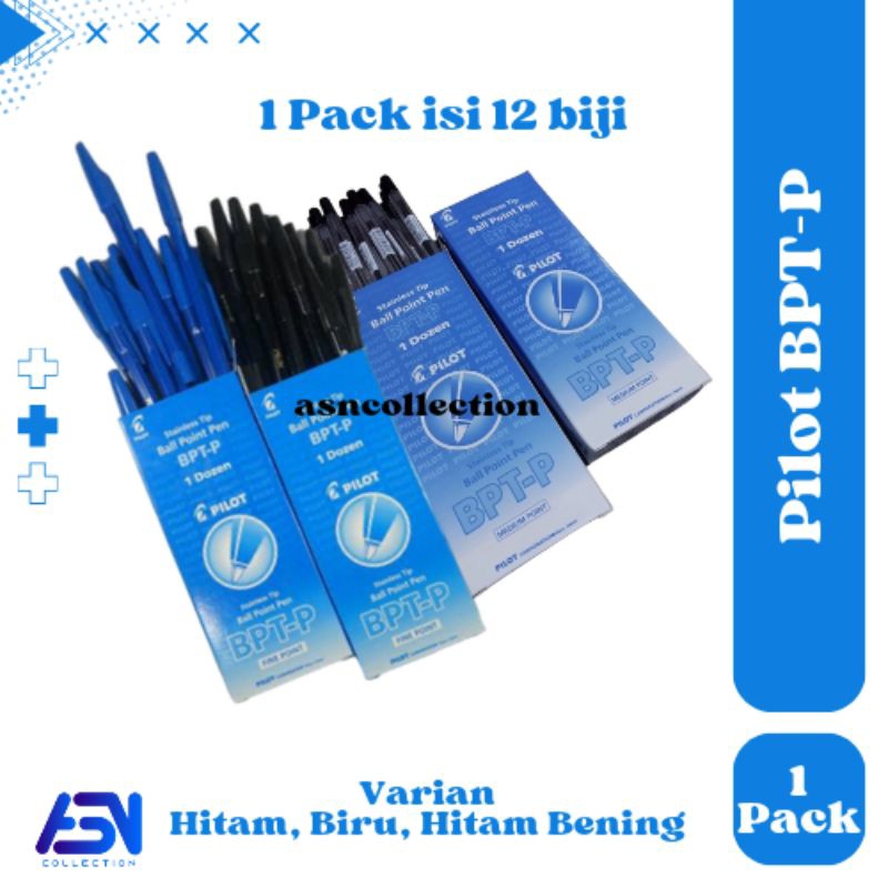 Jual Ballpoint Pilot BPTP 1 Pack 12 Pcs Bolpoin | Shopee Indonesia