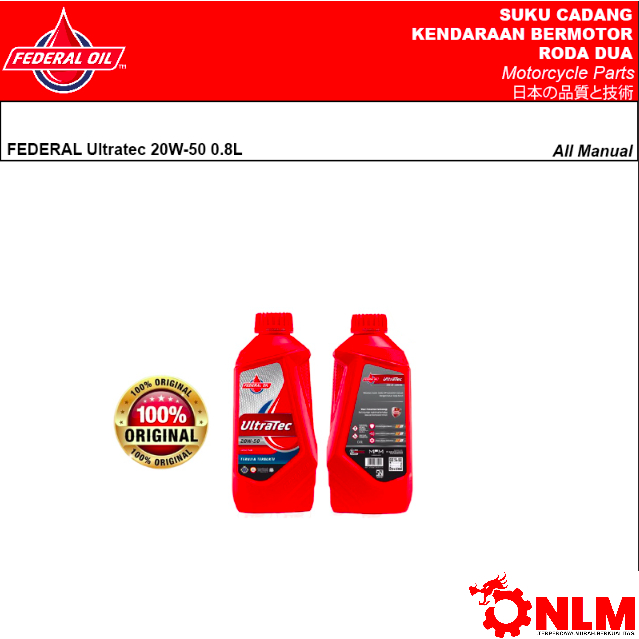 Jual Federal Oli Ultratec Merah 20W50 0.8L | Shopee Indonesia
