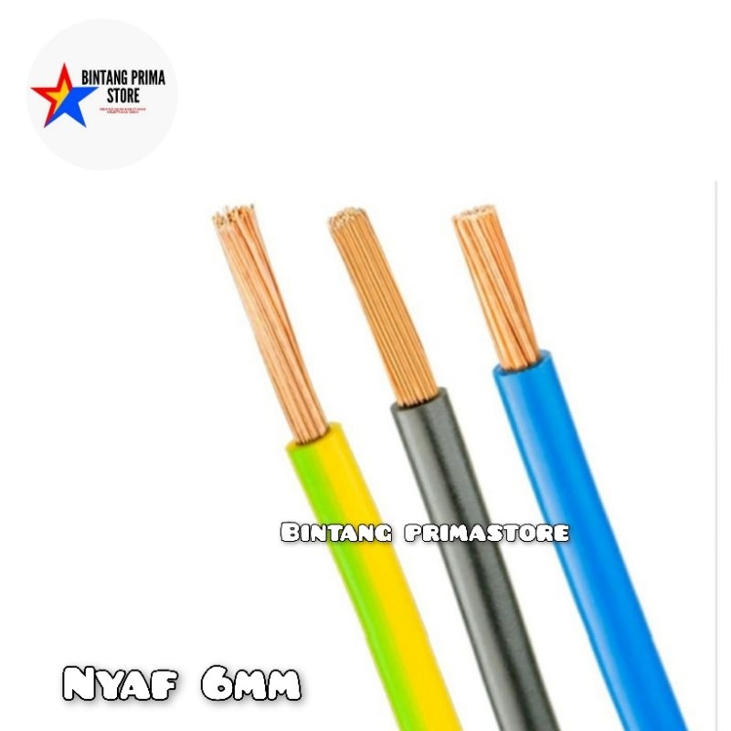 Jual Kabel Serabut / Kabel NYAF 6mm / 6 mm Merk 5 Besar Warna Meteran | Shopee Indonesia