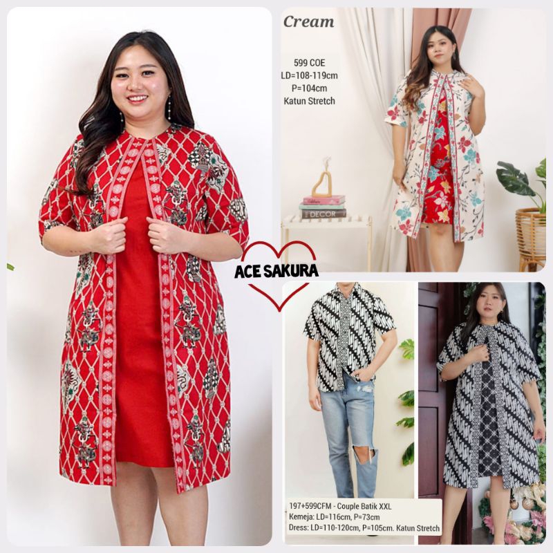 Jual BIGSIZE DRESS RIA BATIK MODERN JUMBO XXL TERUSAN WANITA 599 BAJU ...