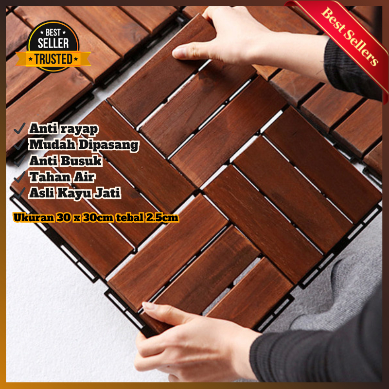 Jual LANTAI KAYU JATI TEMPEL LEPAS PASANG DECKING TILE KAYU MOTIF ...