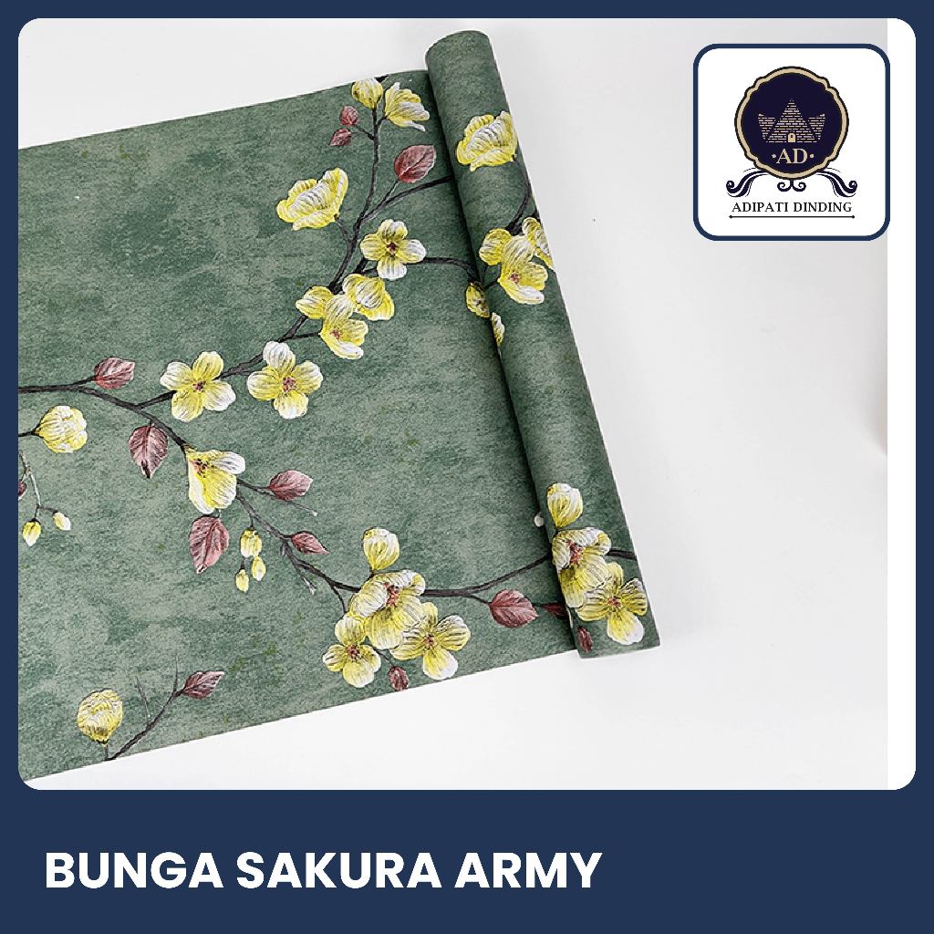 Jual Wallpaper Stiker Dinding Motif Bunga Sakura Army Ukuran 45 Cm x 10 ...