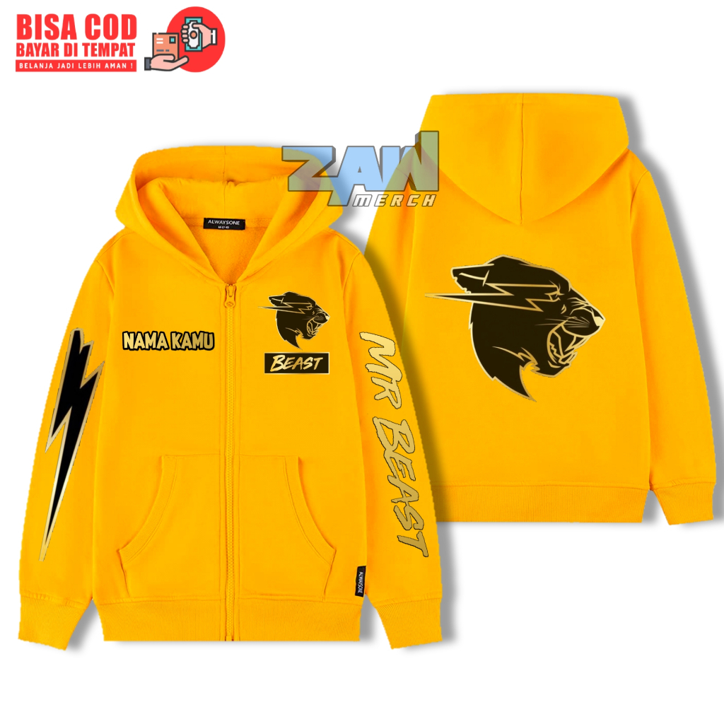 Jual Hoodie Zipper Anak Mr Beast Gold / Jaket Resleting | Shopee Indonesia