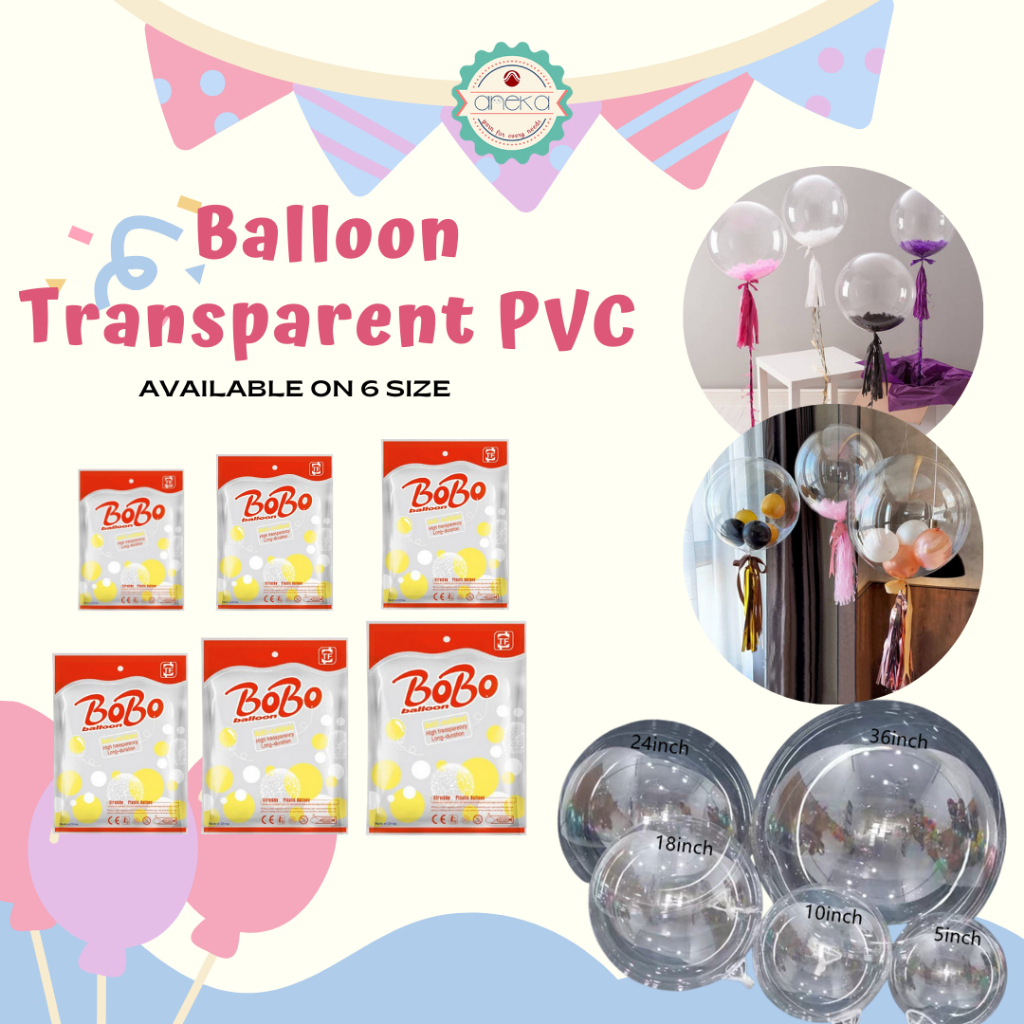 Jual AnekaBenang - [ PACK ] Balon Bobo 36 inch Transparent / Ballon ...